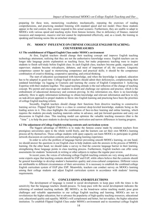 Impact of International MOOCs on College English Teaching and Our Countermeasures: Challenge and ...