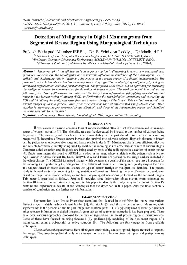 Detection of Malignancy in Digital Mammograms from Segmented Breast Region Using Morphological ...
