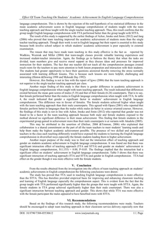 Effects of Team Teaching on Students’ Academic Achievement In English ...