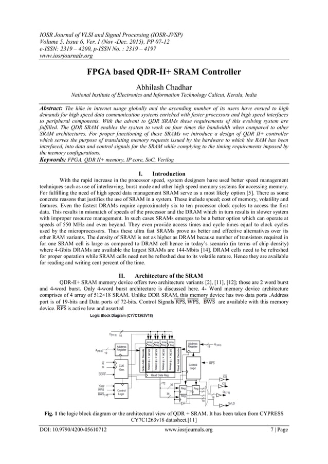 FPGA based QDR-II+ SRAM Controller | PDF