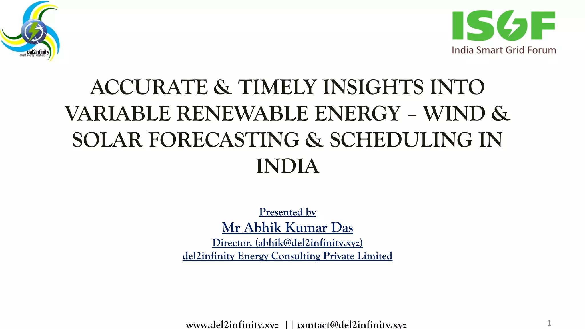 Presentation Wind And Solar Forecasting And Schedulong In India Pdf