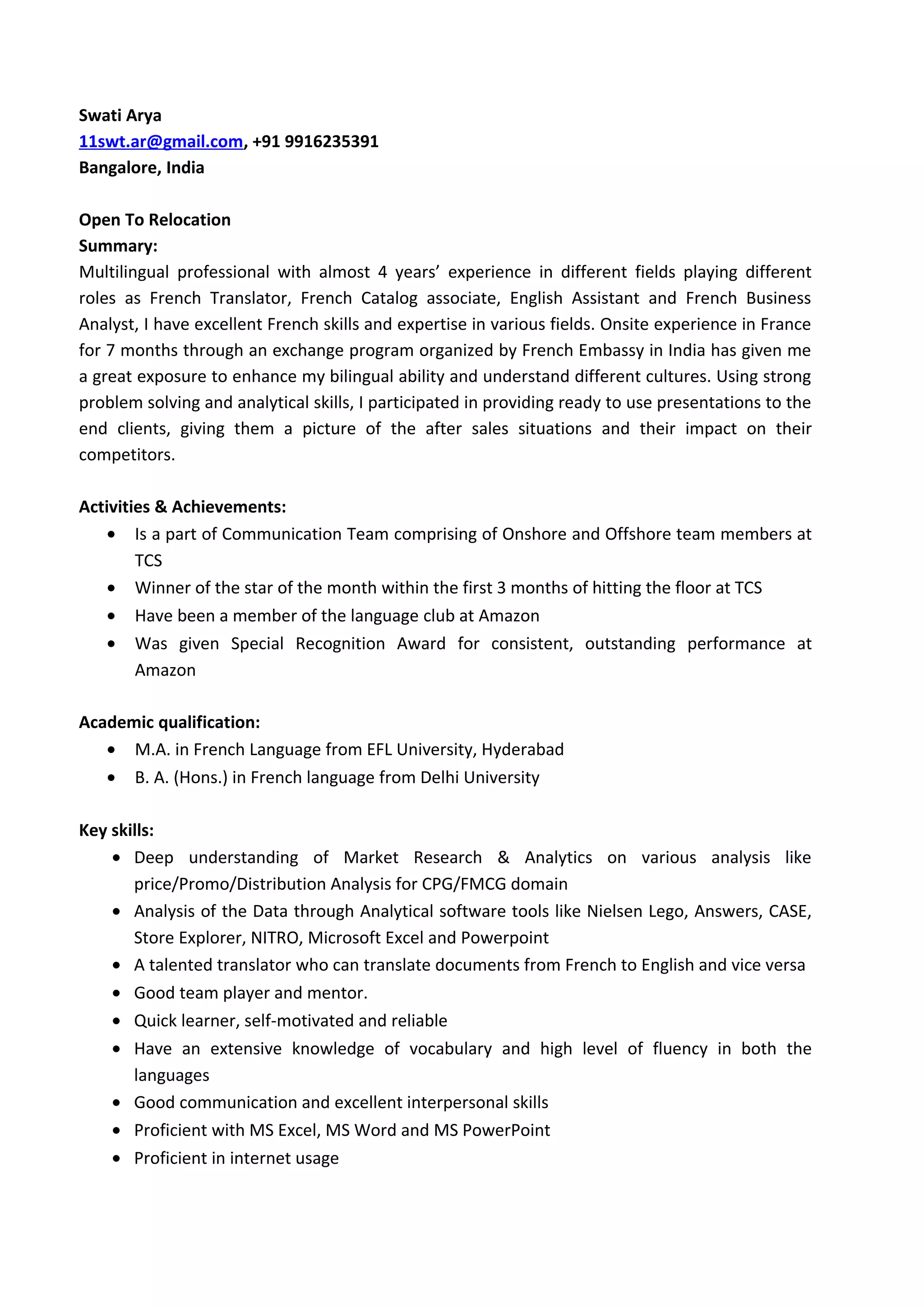 Swati Arya_Resume | DOC