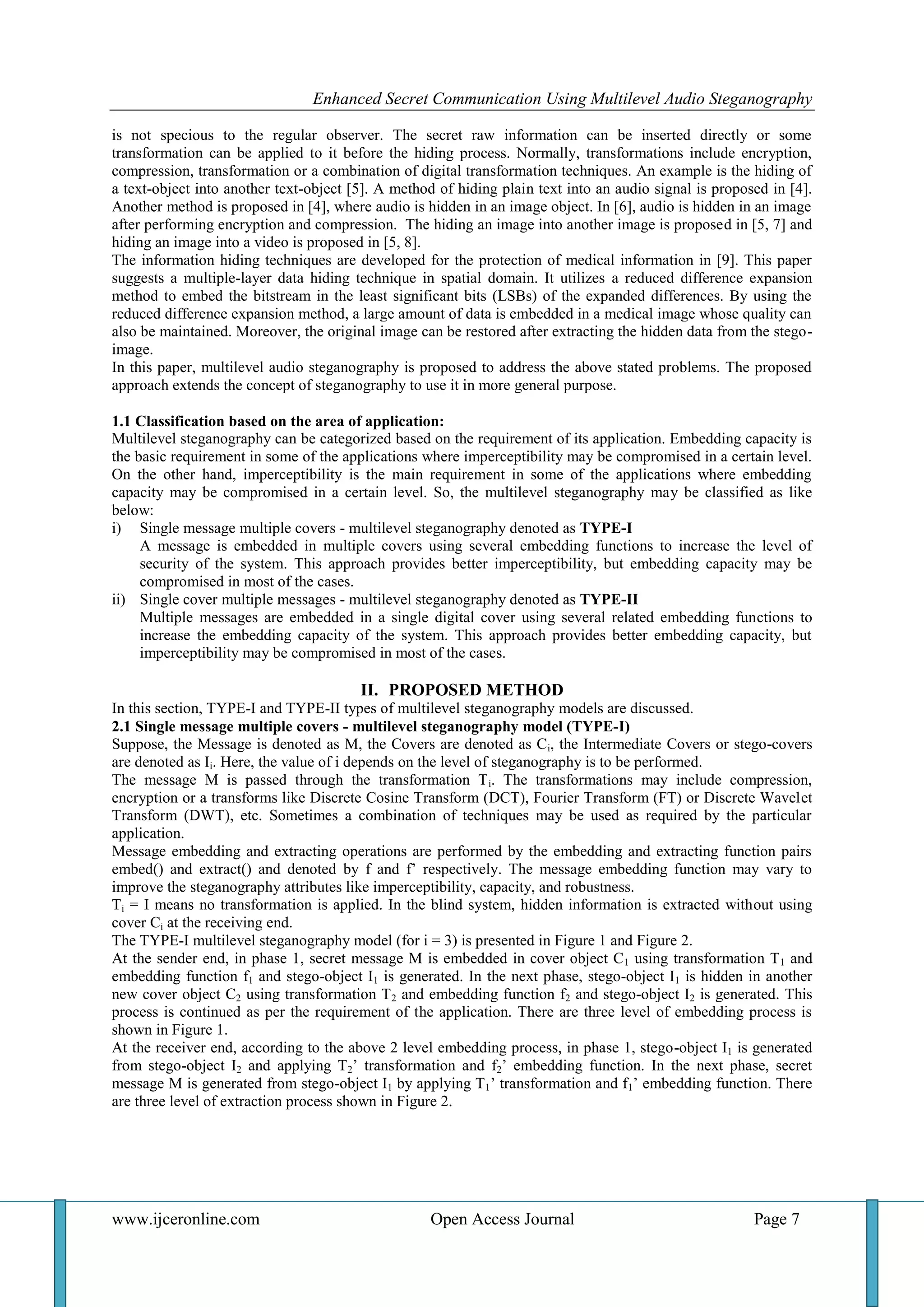 Enhanced Secret Communication Using Multilevel Audio Steganography | PDF