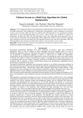 Chicken Swarm as a Multi Step Algorithm for Global Optimization | PDF | Birdwatching | Hobbies ...