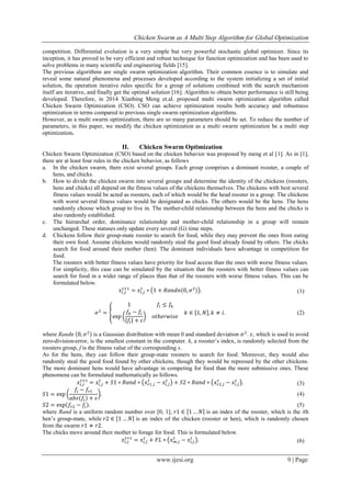 Chicken Swarm as a Multi Step Algorithm for Global Optimization | PDF | Birdwatching | Hobbies ...