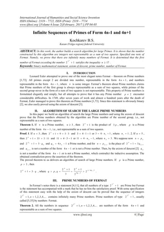 Infinite Sequences of Primes of Form 4n-1 and 4n+1 | PDF