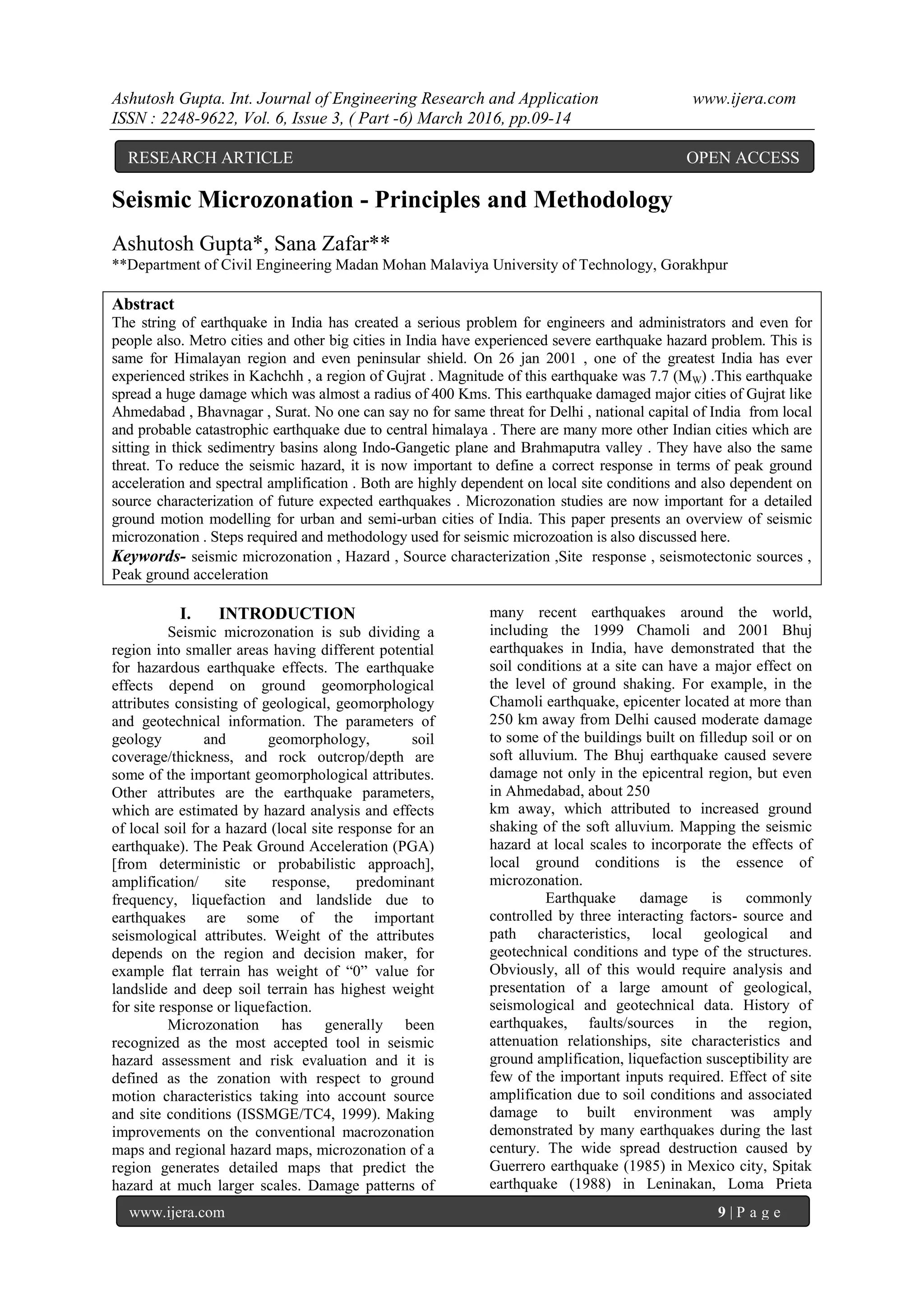 Seismic Microzonation - Principles and Methodology | PDF