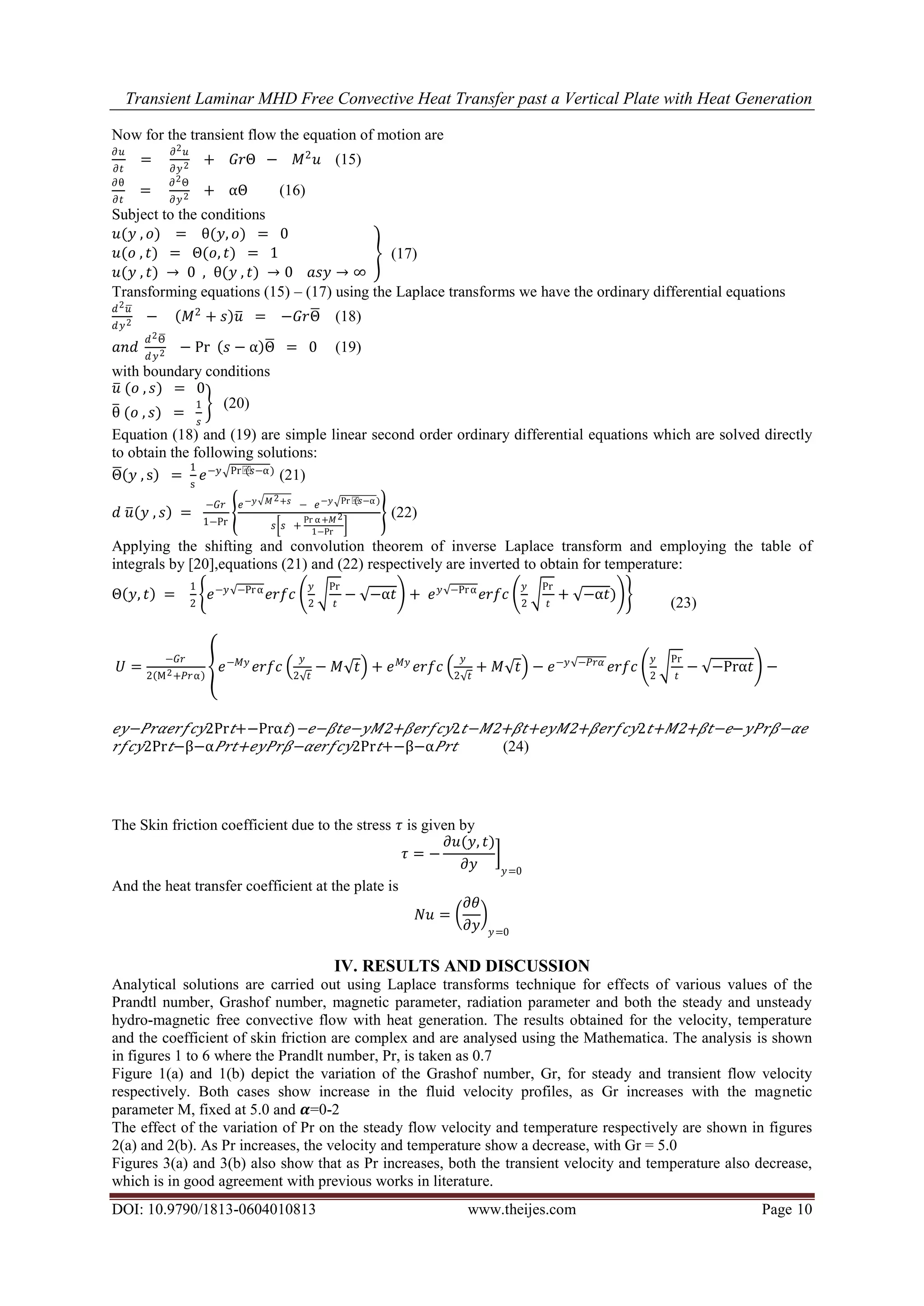 Transient Laminar MHD Free Convective Heat Transfer past a Vertical ...