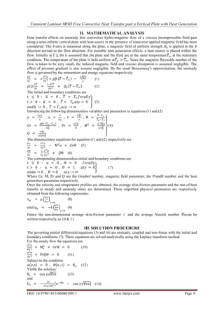 Transient Laminar MHD Free Convective Heat Transfer past a Vertical Plate with Heat Generation | PDF