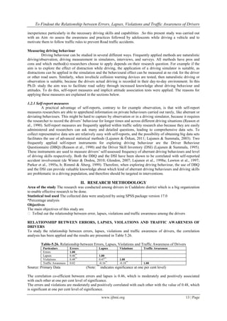 To Find out the Relationship between Errors, Lapses, Violations and ...