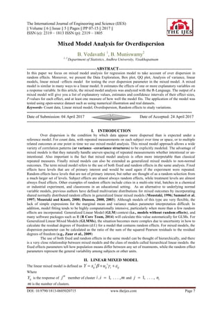 Mixed Model Analysis for Overdispersion | PDF | Physics | Science