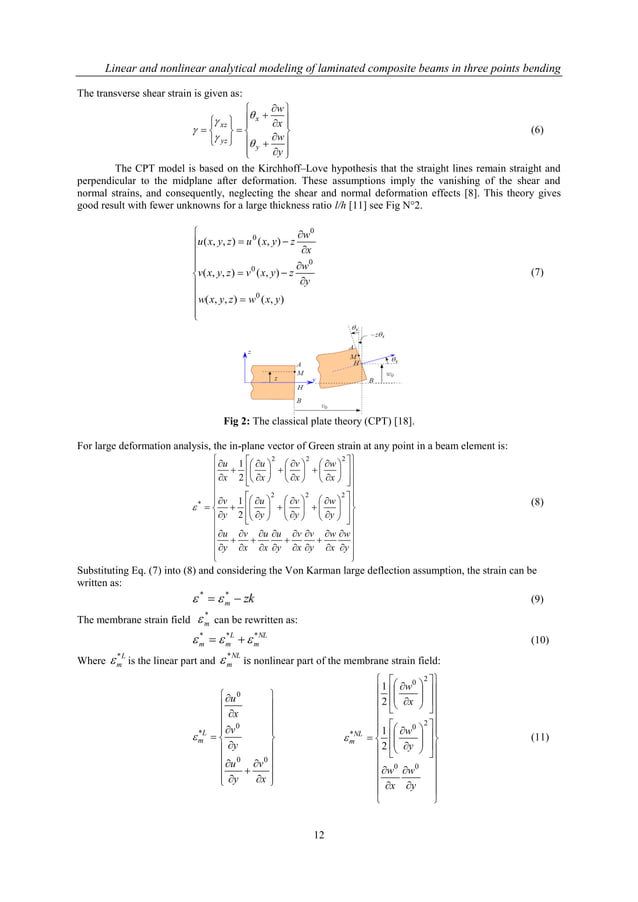 Linear And Nonlinear Analytical Modeling of Laminated Composite Beams In Three Points Bending | PDF