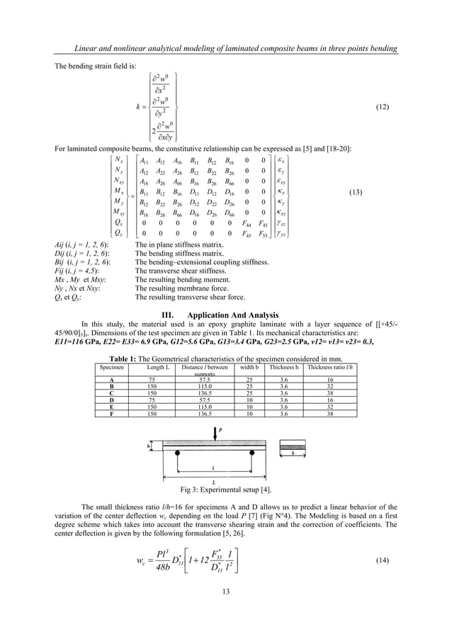 Linear And Nonlinear Analytical Modeling of Laminated Composite Beams In Three Points Bending | PDF