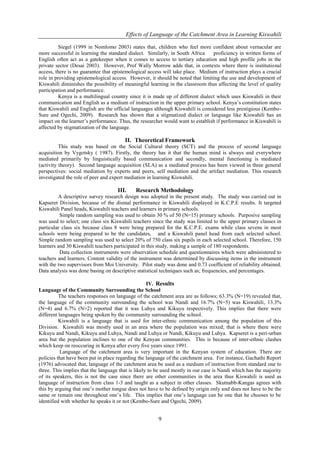 Effects of Language of the Catchment Area in Learning Kiswahili | PDF