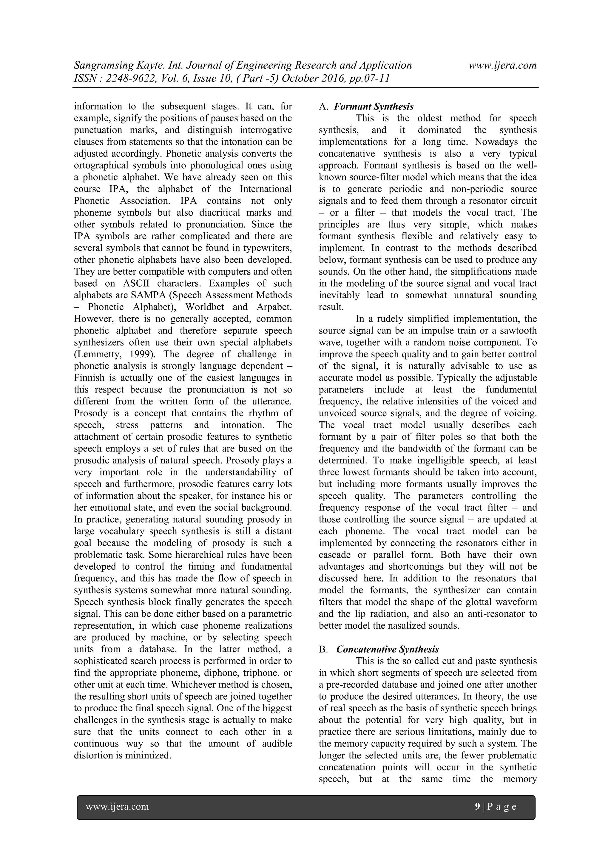 Tutorial - Speech Synthesis System | PDF