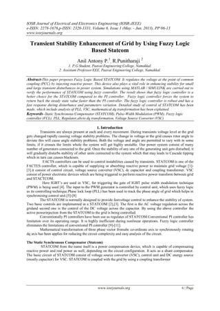 Transient Stability Enhancement of Grid by Using Fuzzy Logic Based Statcom | PDF | Internet of ...