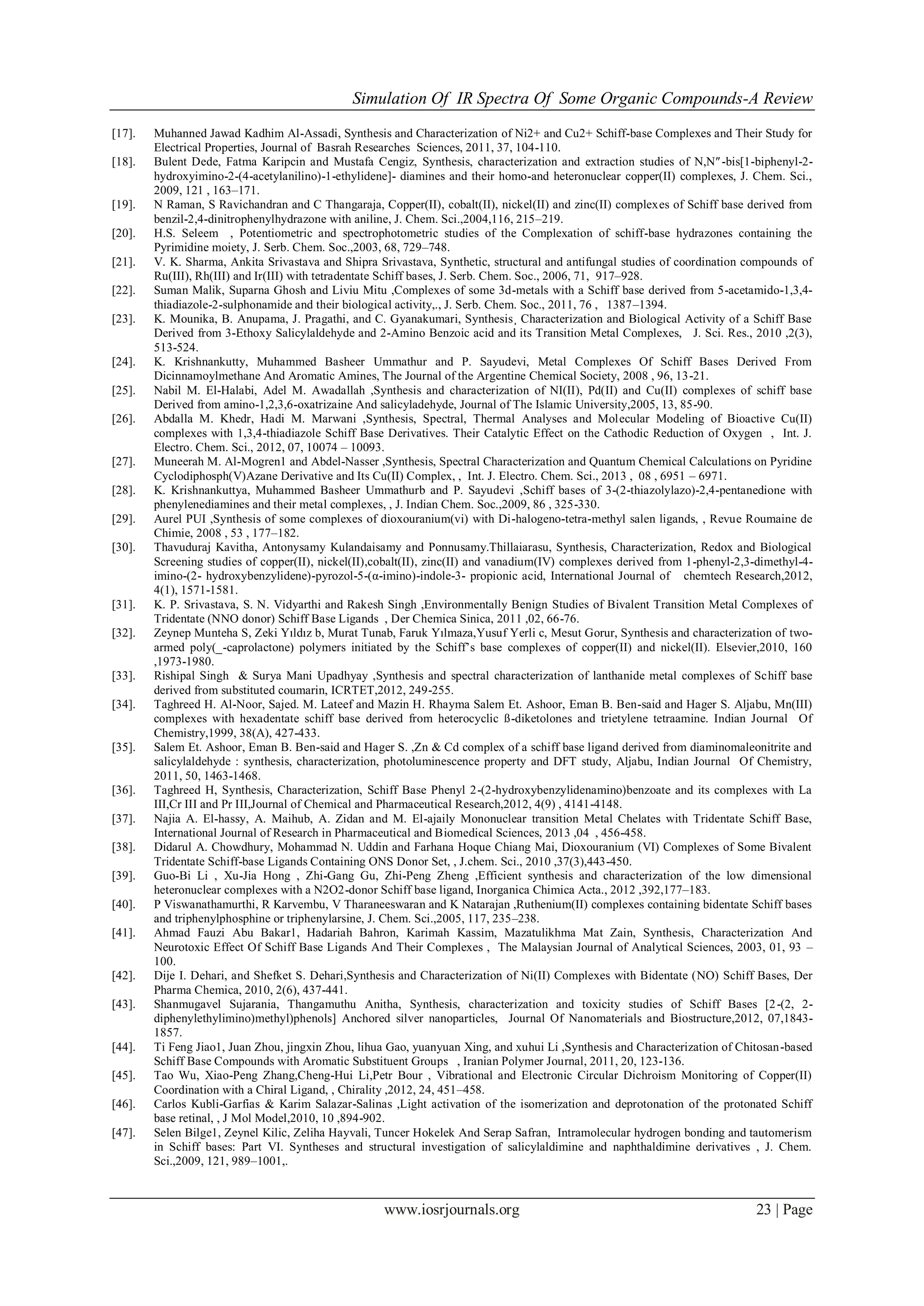 Simulation of IR Spectra of Some Organic Compounds-A Review | PDF