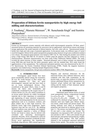 Preparation of lithium ferrite nanoparticles by high energy ball ...