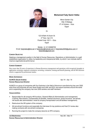 Mohamed_F_Hafez_CV_2016 | DOC | Human Resources | Business
