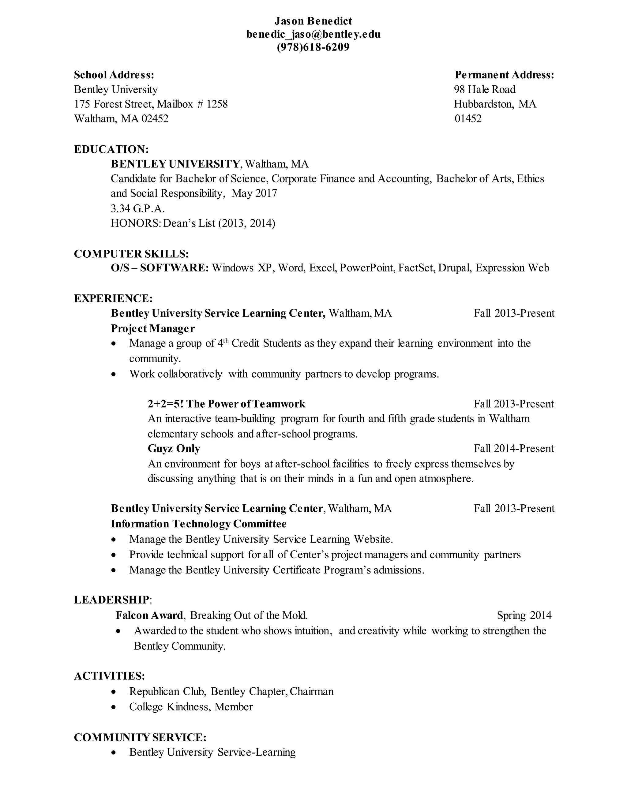Jason Benedict Resume1 | PDF