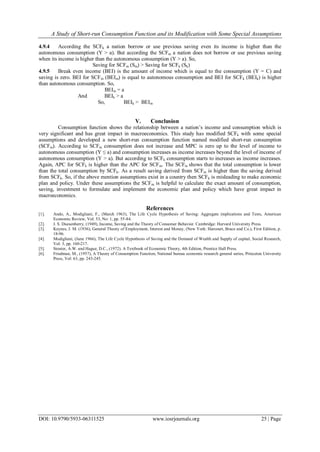 A Study of Short-run Consumption Function and its Modification with ...