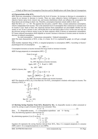 A Study of Short-run Consumption Function and its Modification with ...