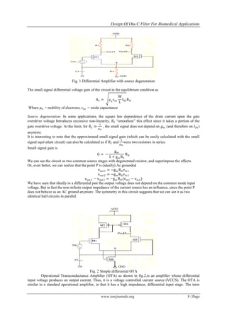 Design of Ota-C Filter for Biomedical Applications | PDF