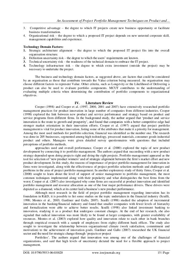An Assessment Of Project Portfolio Management Techniques On Product A an-assessment-of-project-portfolio-management-techniques-on-product-a