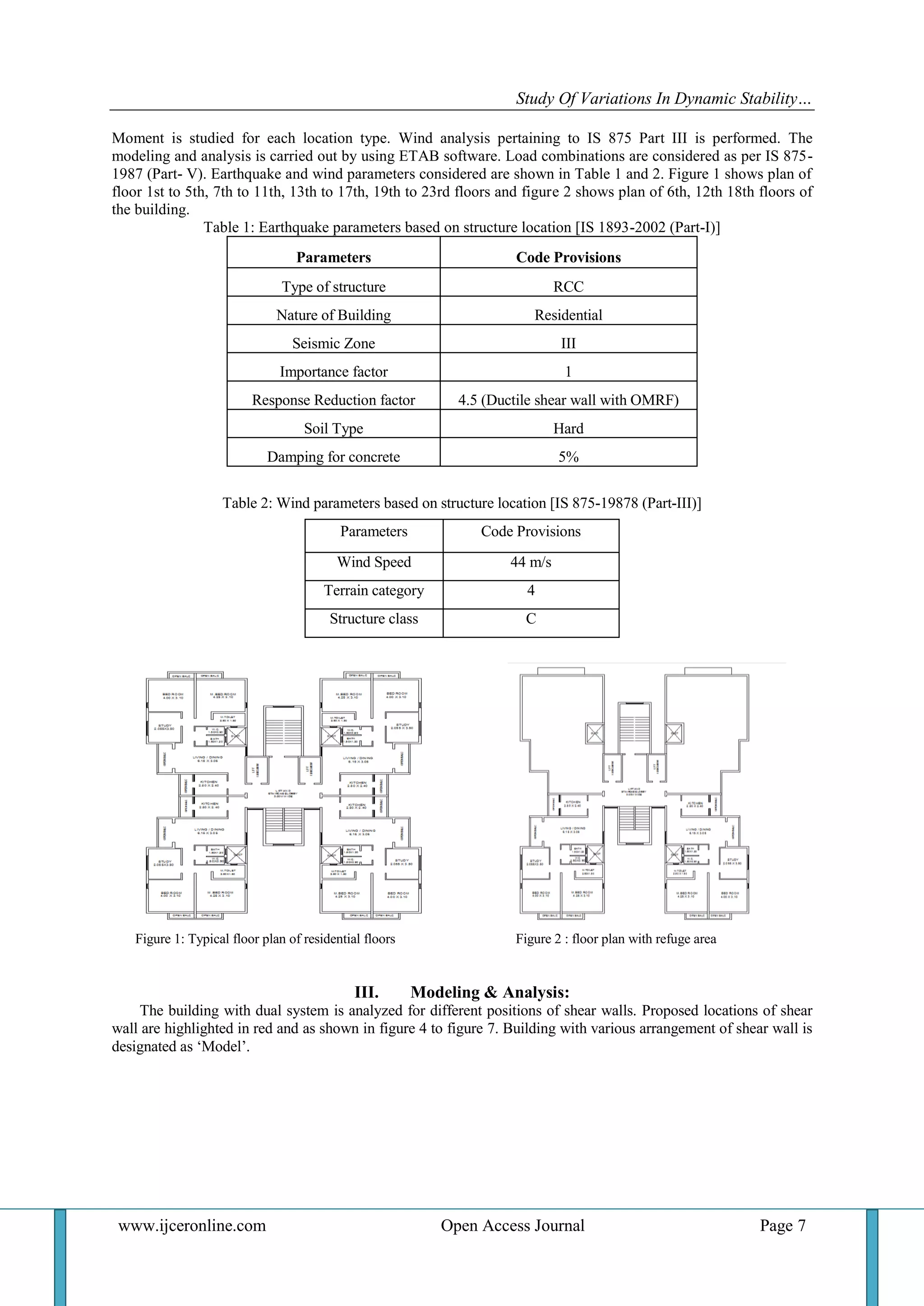 Study of variations in dynamic stability of tall structure ...