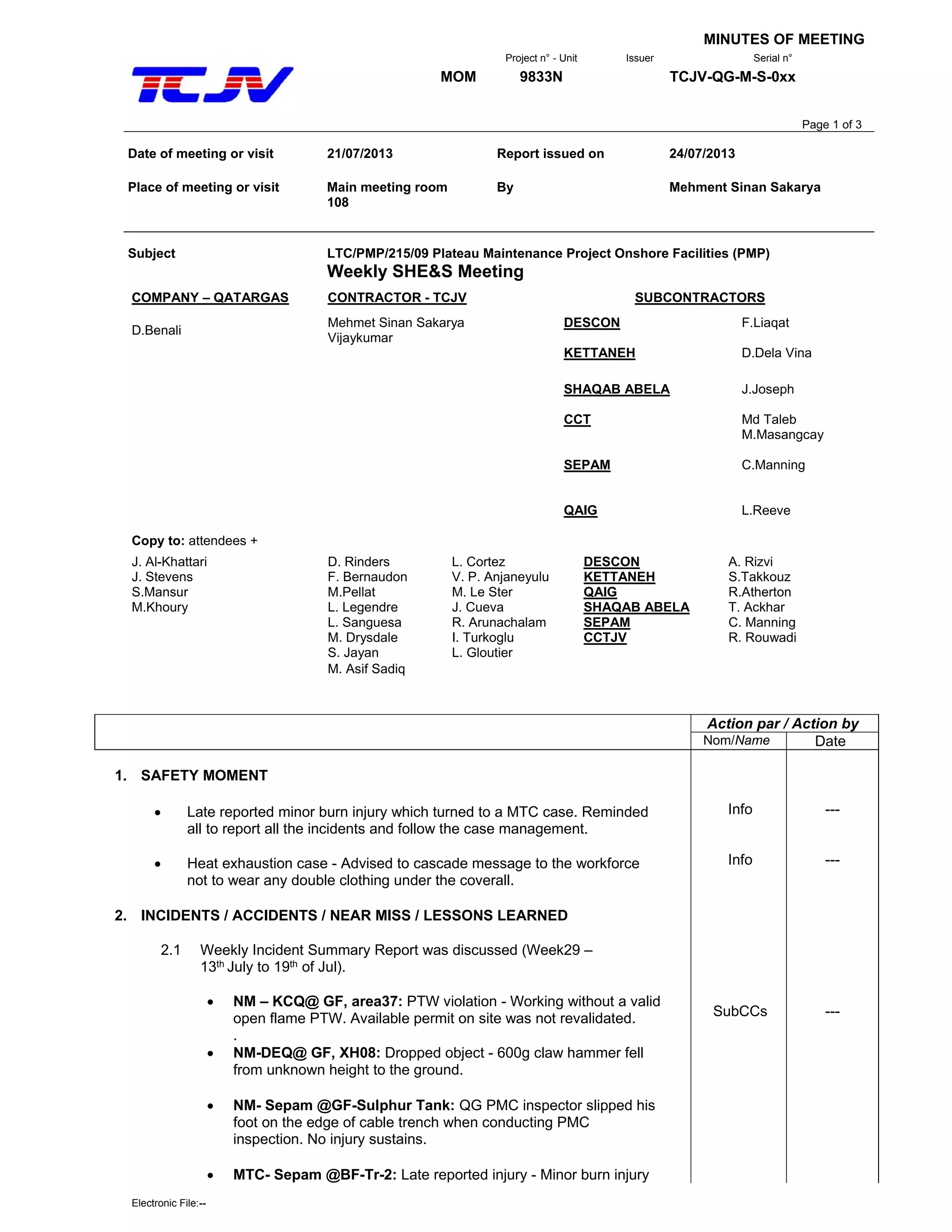 Approval of HSE Manager - PMP Project, Qatar Gas | PDF