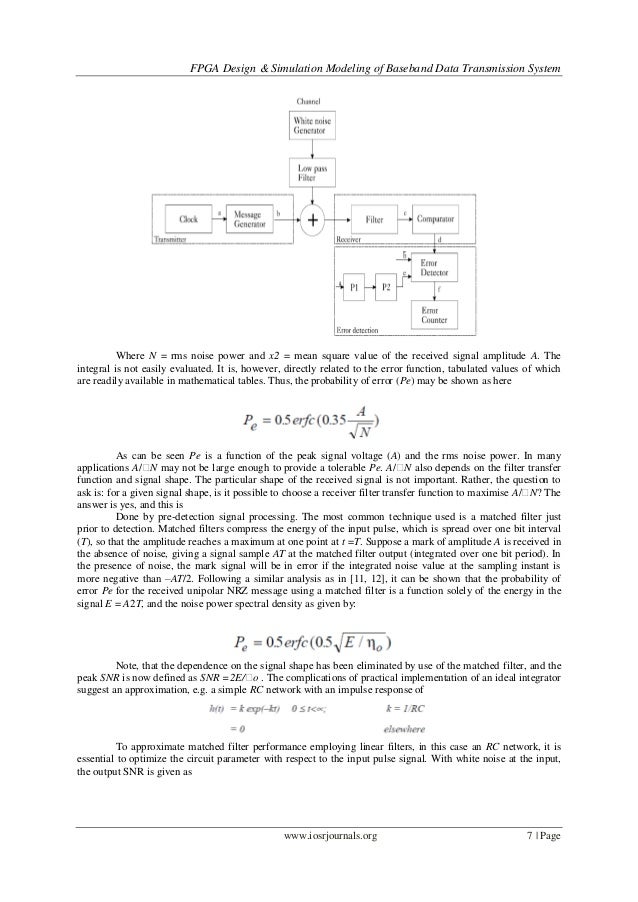 FPGA Design & Simulation Modeling of Baseband Data Transmission System