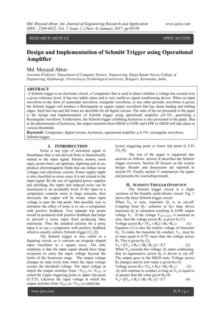 Design and Implementation of Schmitt Trigger using Operational Amplifier | PDF