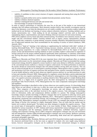 Metacognitive Teaching Strategies on Secondary School Students Academic Performance | PDF