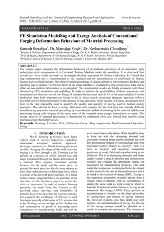 FE Simulation Modelling and Exergy Analysis of Conventional Forging Deformation Behaviour of ...
