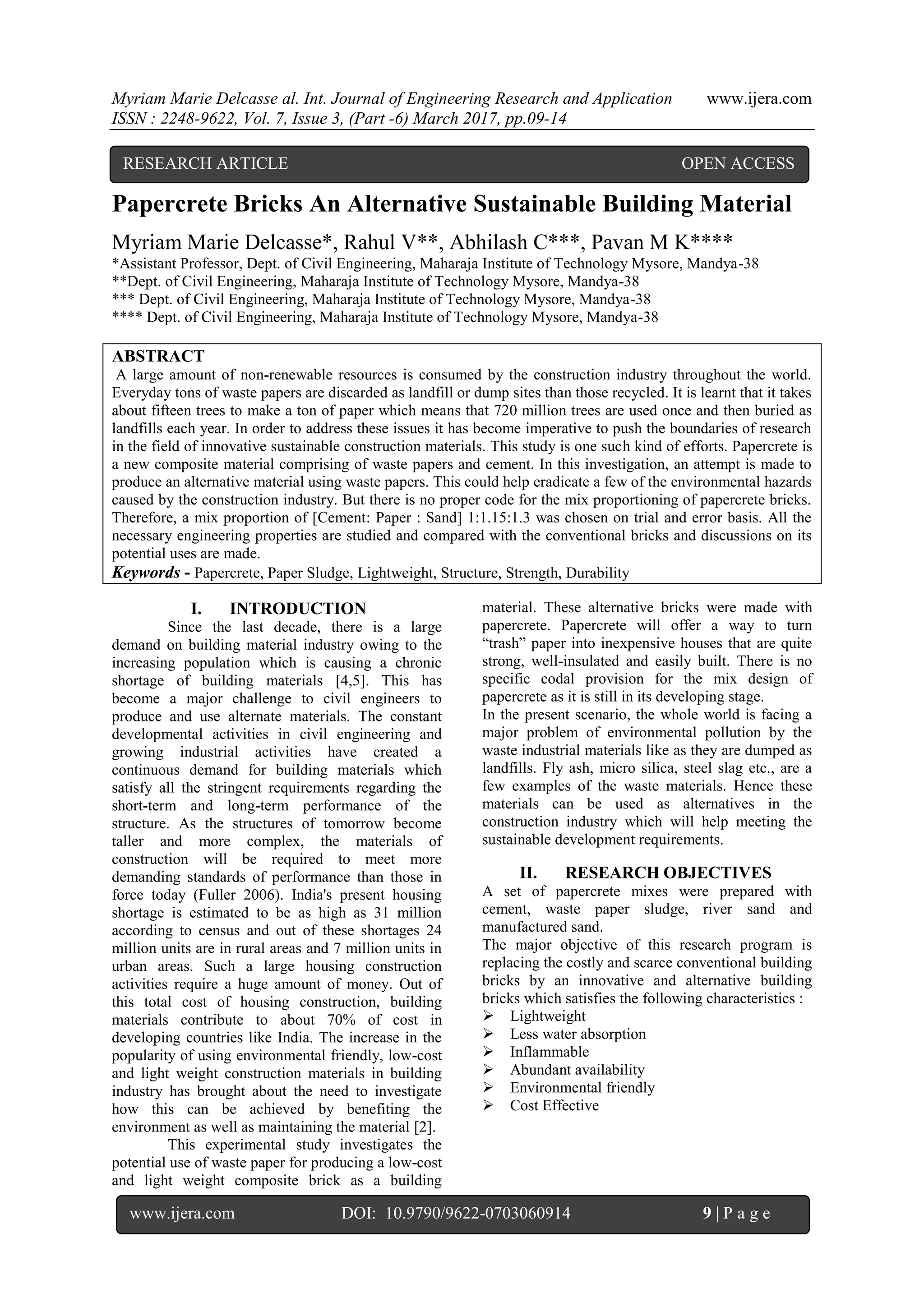 Papercrete Bricks An Alternative Sustainable Building Material | PDF