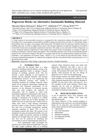 Papercrete Bricks An Alternative Sustainable Building Material | PDF ...