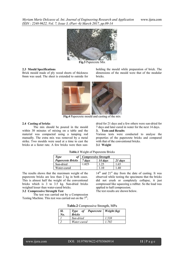 Papercrete Bricks An Alternative Sustainable Building Material | PDF | Civil Engineering ...