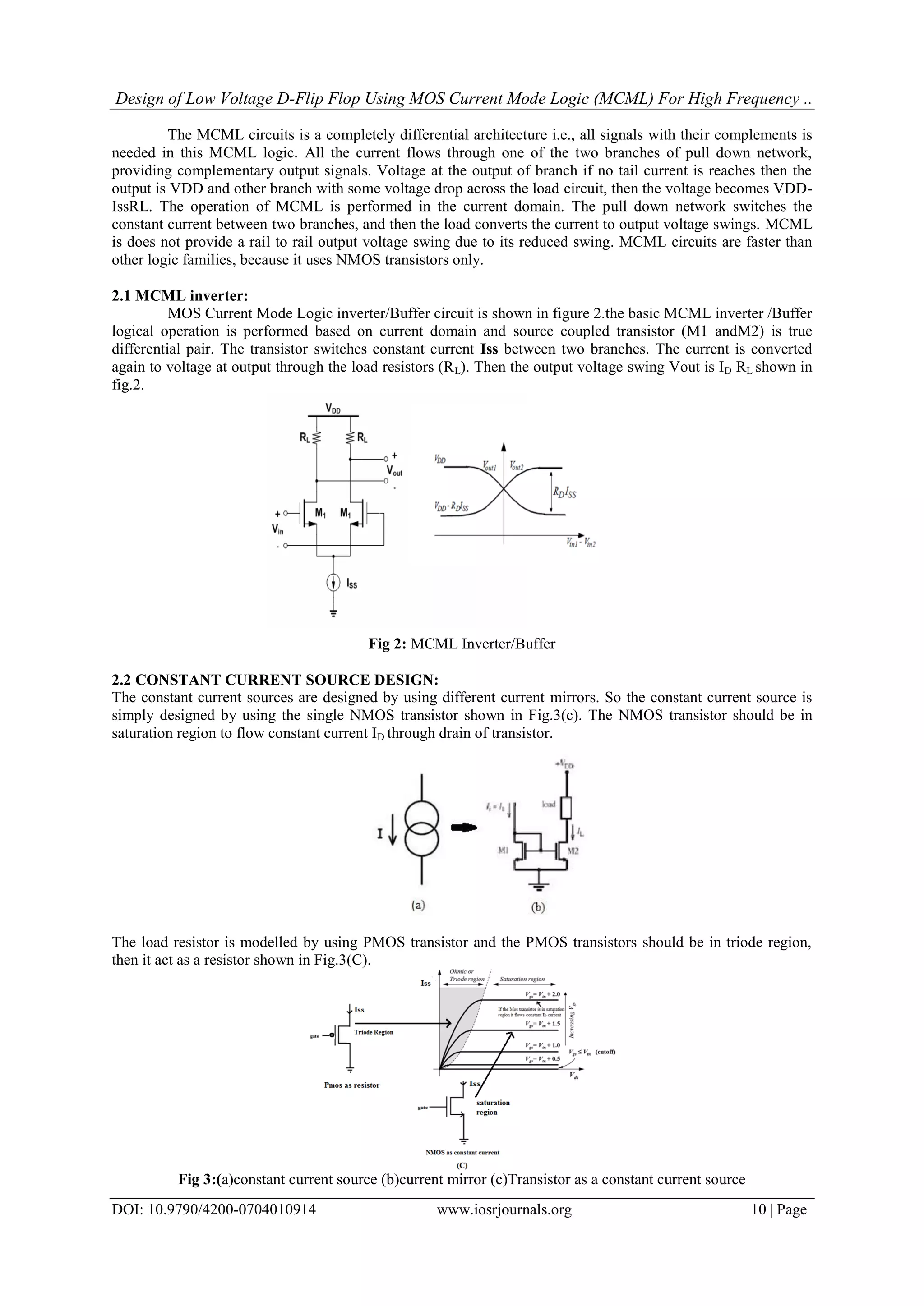 Design Of Low Voltage D Flip Flop Using Mos Current Mode Logic Mcml For High Frequency