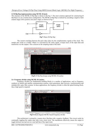 Design of Low Voltage D-Flip Flop Using MOS Current Mode Logic (MCML) For High Frequency ...