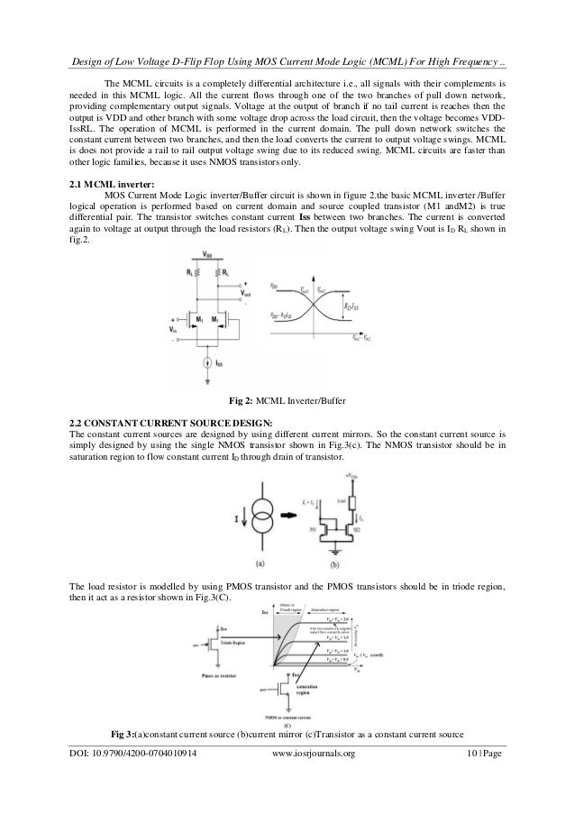 Design Of Low Voltage D Flip Flop Using Mos Current Mode Logic Mcml