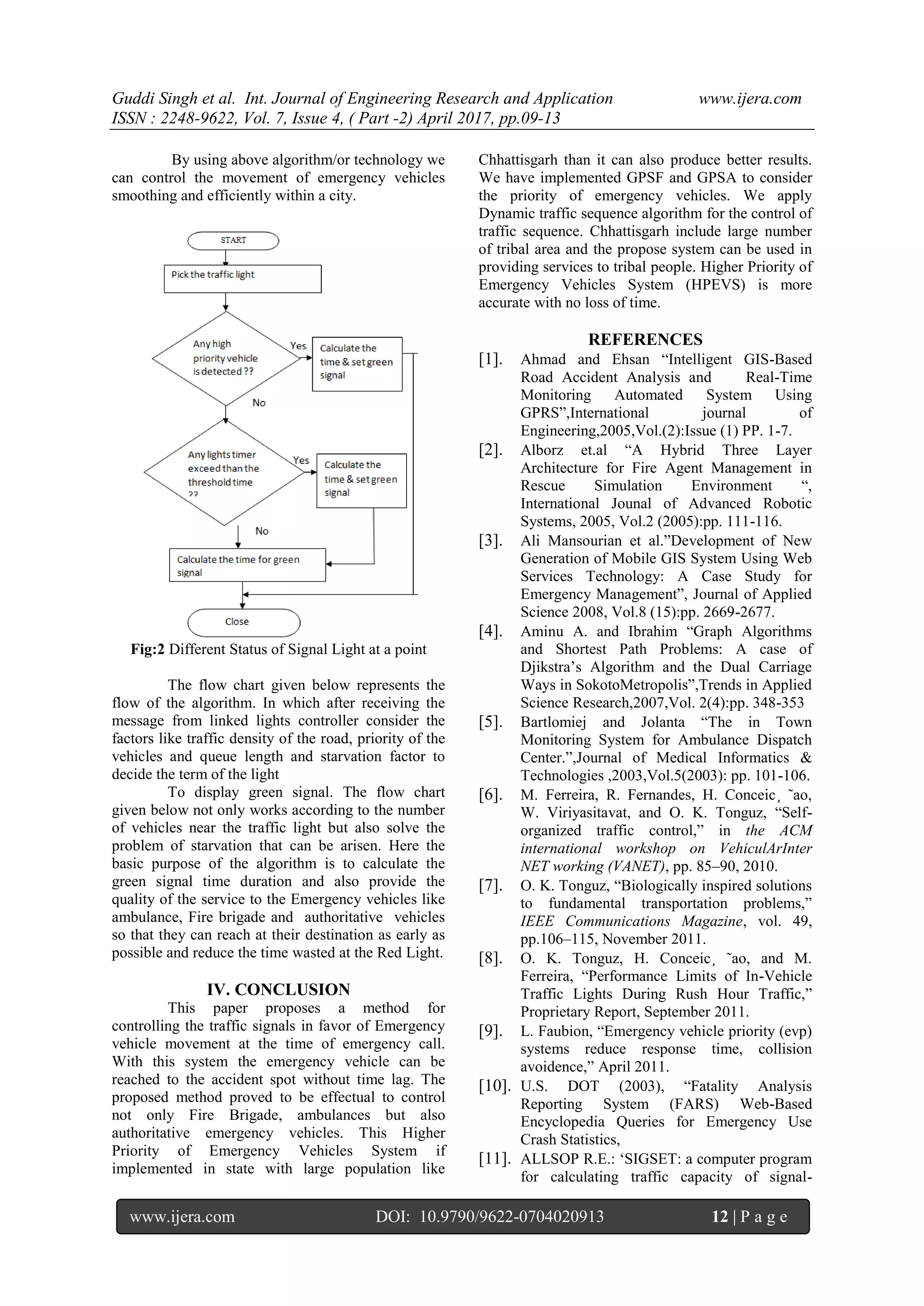 Algorithm for Effective Movement of Emergency Vehicles from Traffic Control Signal | PDF