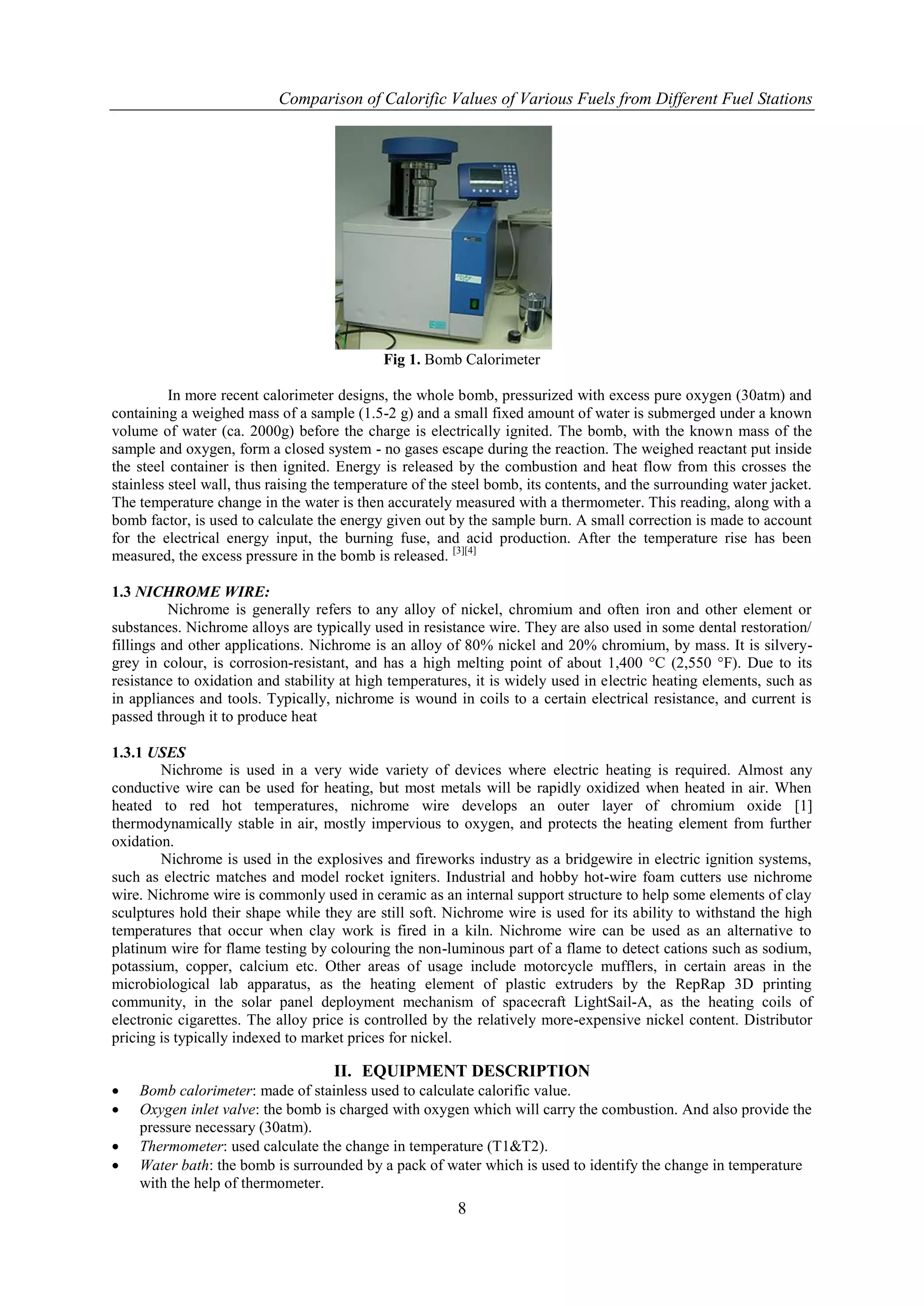 Comparison of Calorific Values of Various Fuels from Different Fuel Stations | PDF