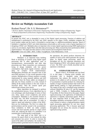 Review on Multiply-Accumulate Unit | PDF