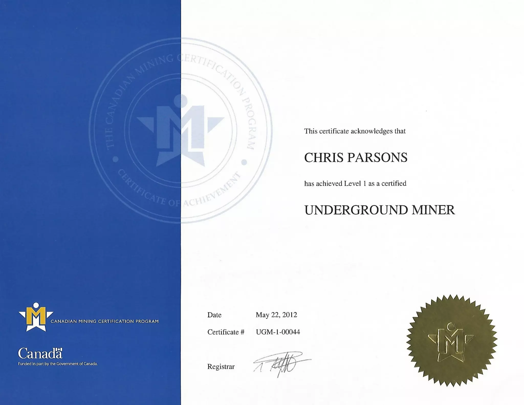 Underground Miner Certificate | PDF
