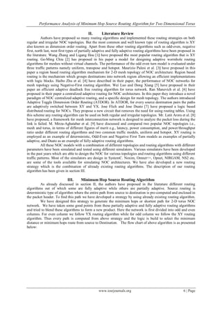 Performance Analysis of Minimum Hop Source Routing Algorithm for Two Dimensional Torus Topology ...