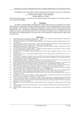 Performance Analysis of Minimum Hop Source Routing Algorithm for Two Dimensional Torus Topology ...