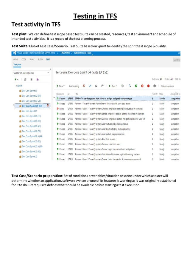 Testing in TFS | PDF