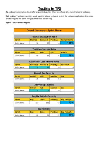 Testing in TFS | PDF