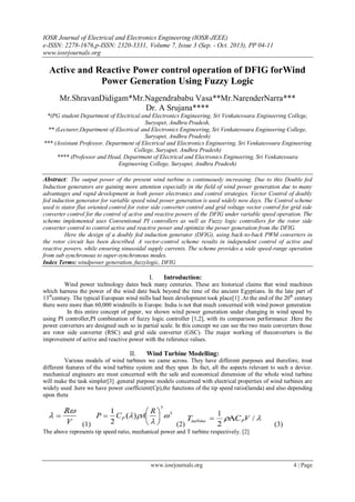 Active and Reactive Power control operation of DFIG forWind Power Generation Using Fuzzy Logic | PDF