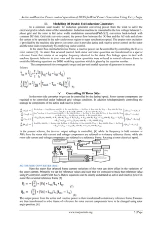 Active and Reactive Power control operation of DFIG forWind Power Generation Using Fuzzy Logic | PDF